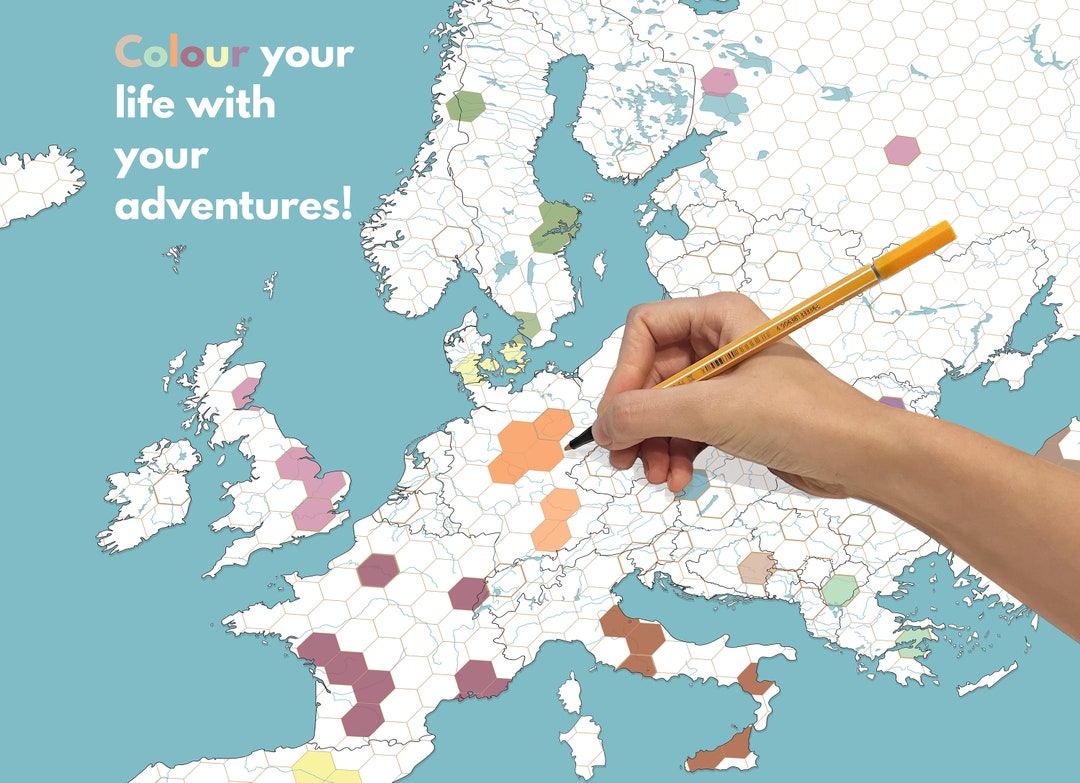 Mapa Scratch ON / Mapa de viaje de Europa personalizable / Colorea tus ...