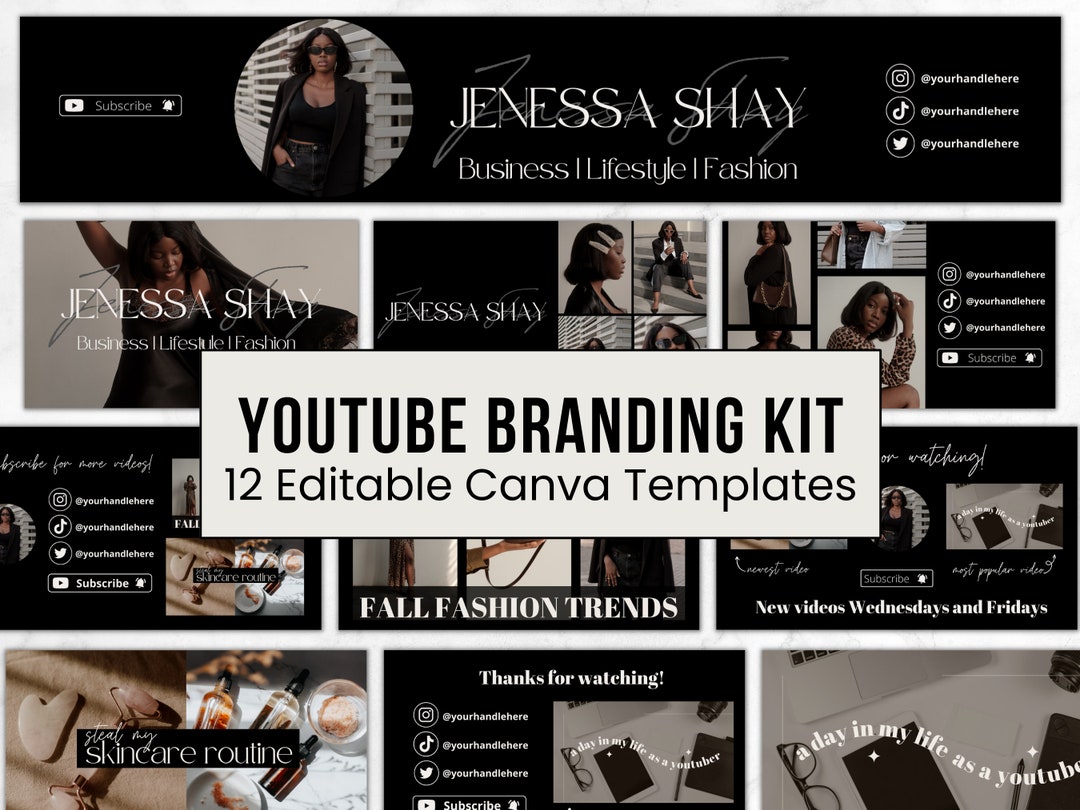 Youtube Branding Kit, Editable Youtube Thumbnails, Youtube Banners ...