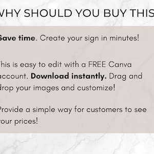 Price List Sign, Editable Price List Sign Printable, QR Code Sign ...