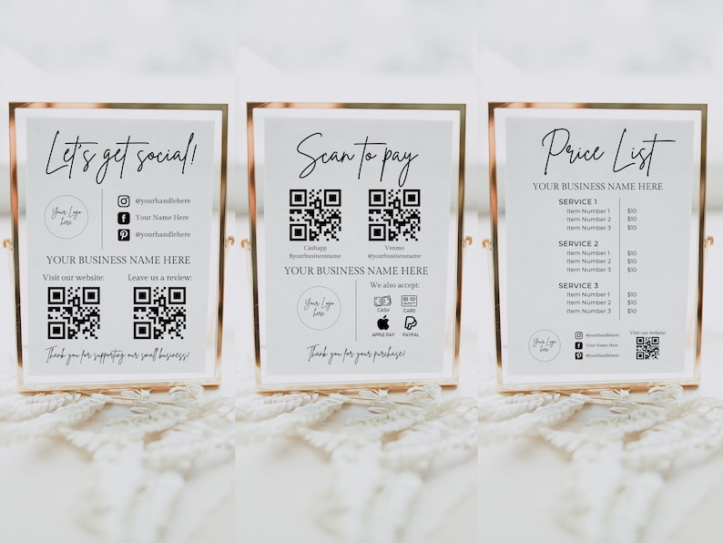 Business Sign Templates Bundle Editable Social Media Sign - Etsy