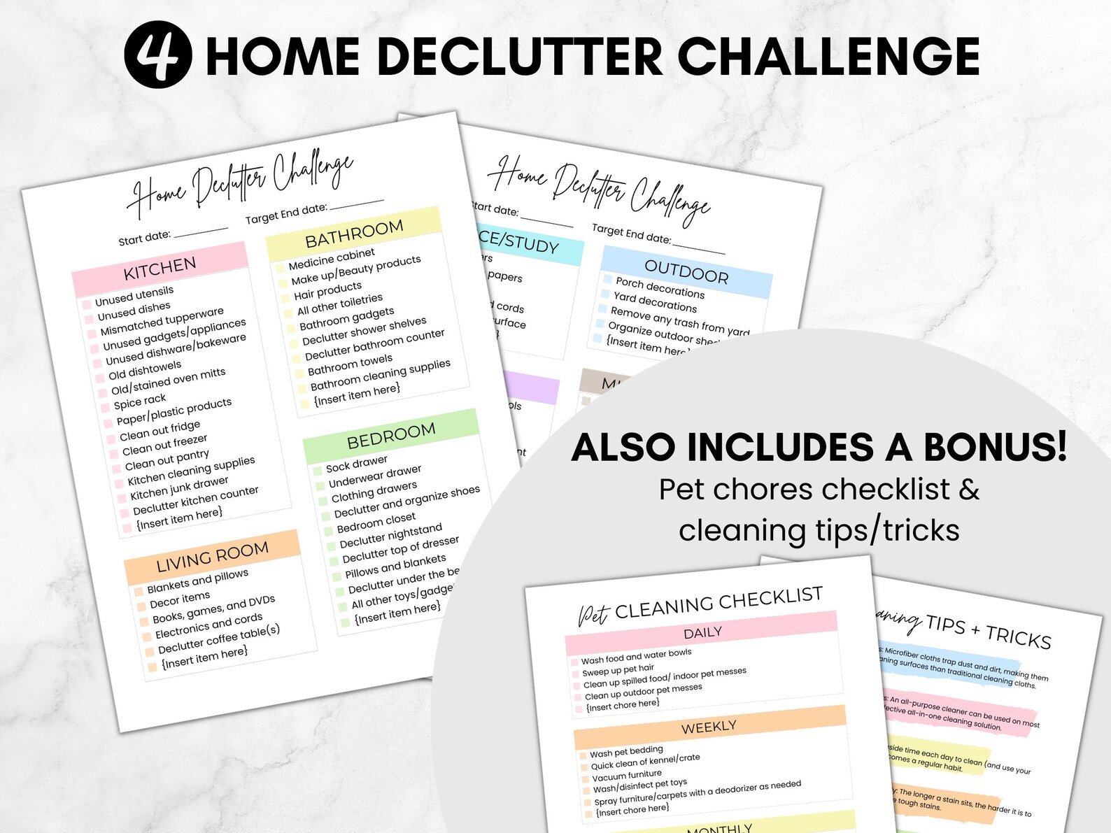 Cleaning Checklist Bundle, Cleaning Schedule, Editable Home Cleaning ...