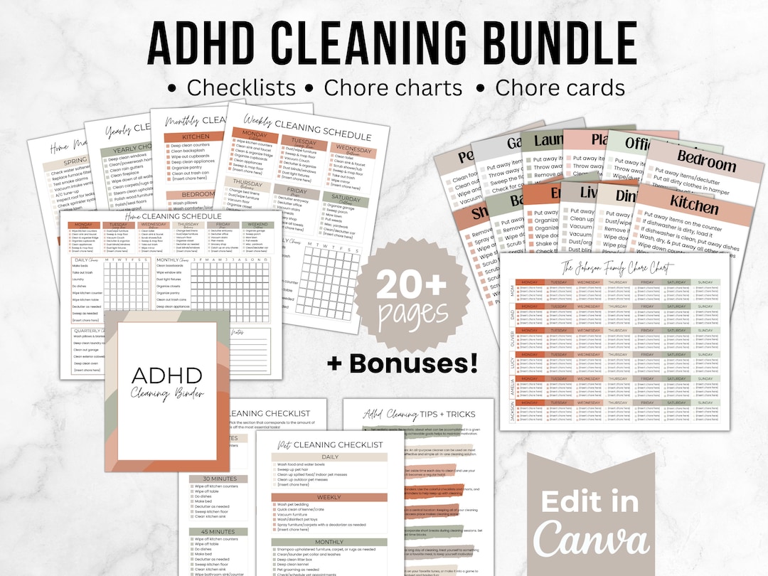 Adhd Cleaning Planner, Adhd Chore Checklist, Family and Adult Chore ...