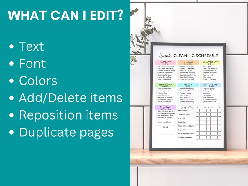 Editable Cleaning Planner Bundle Cleaning Schedule Checklist - Etsy