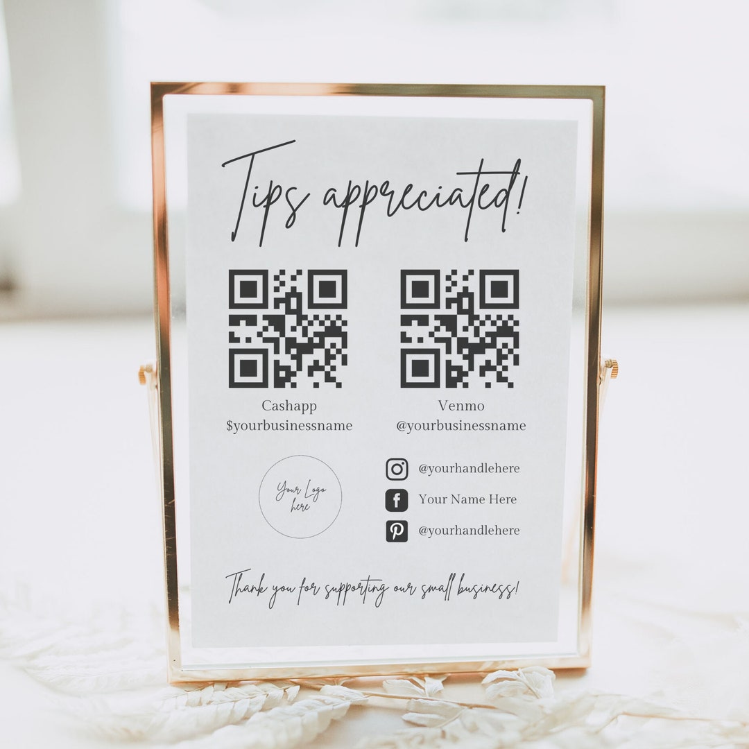 QR Code Payment Sign, Small Business Tips Sign, Virtual Tip Jar Sign ...