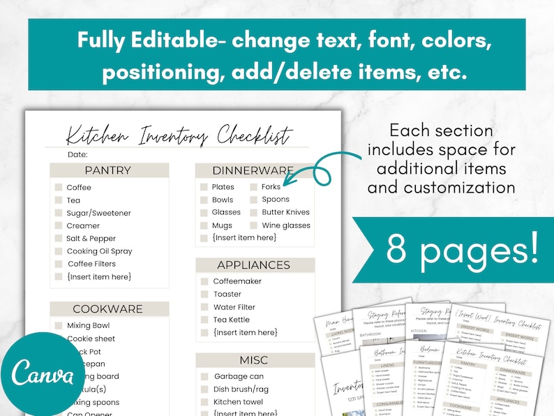 Airbnb Inventory Checklist Template Editable Airbnb Essential - Etsy