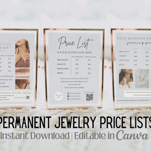 Permanent Jewelry Sign Display, Permanent Jewelry Price List Flyers ...