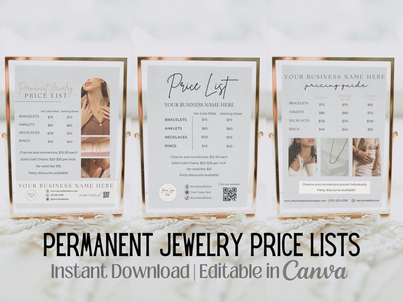 Permanent Jewelry Sign Display Permanent Jewelry Price List - Etsy