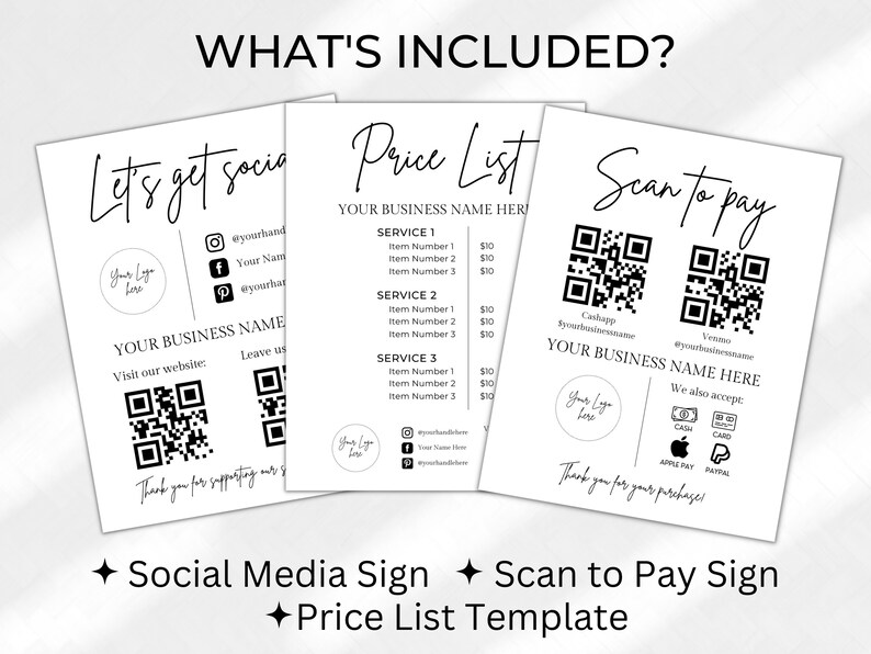 Business Sign Templates Bundle Editable Social Media Sign - Etsy