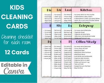 Cleaning Checklist, Cleaning Cards, Adhd Cleaning, Editable Chore List ...