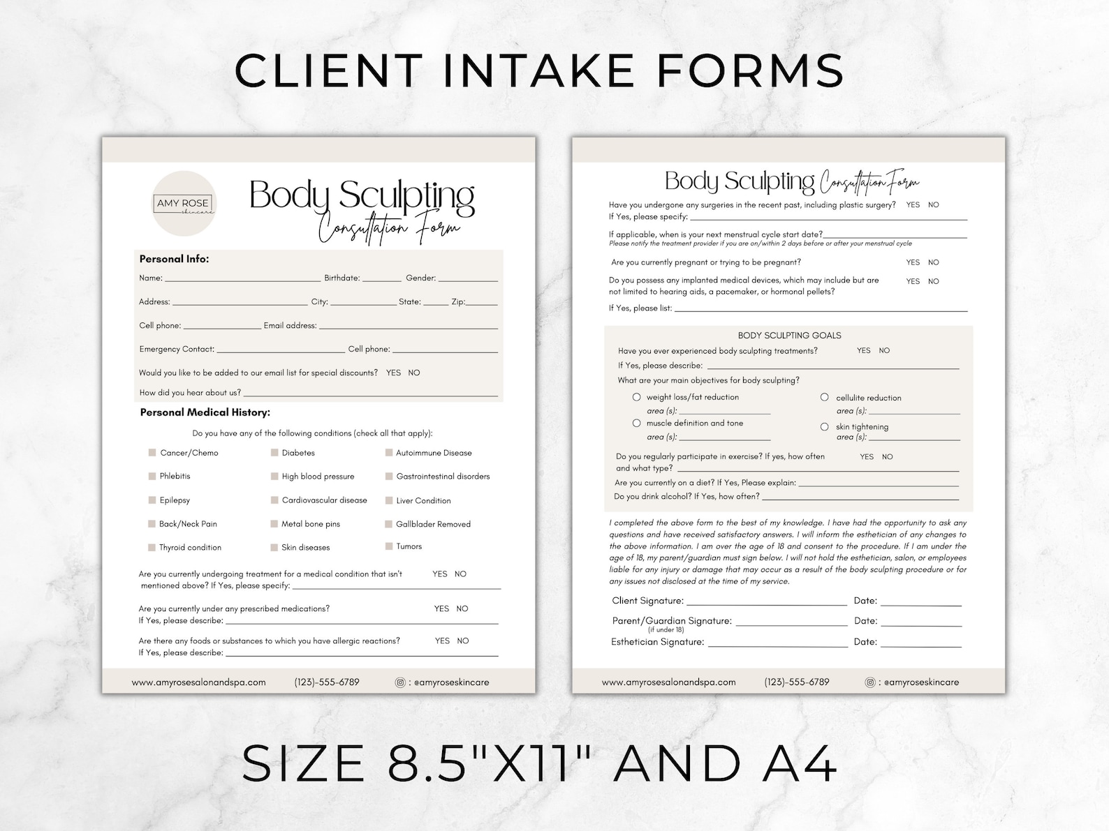 Body Sculpting Intake Forms, Body Contouring Consent Forms, Editable ...