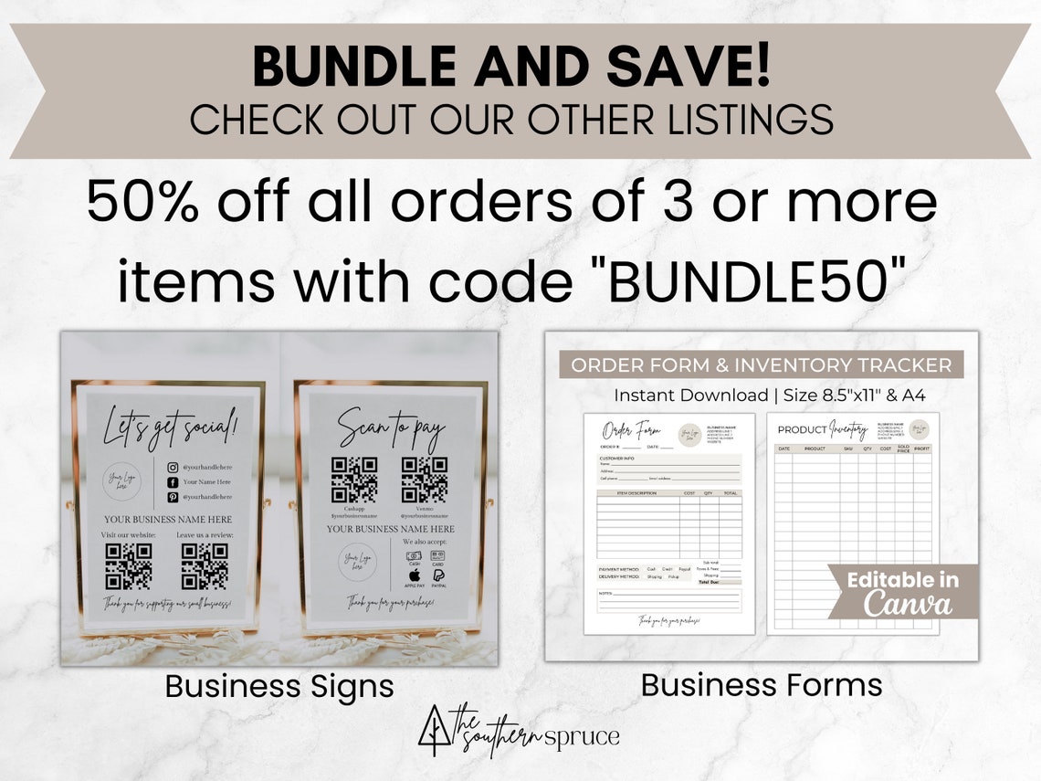 Social Media Sign Bundle, QR Code Sign Template, Lets Get Social Sign ...