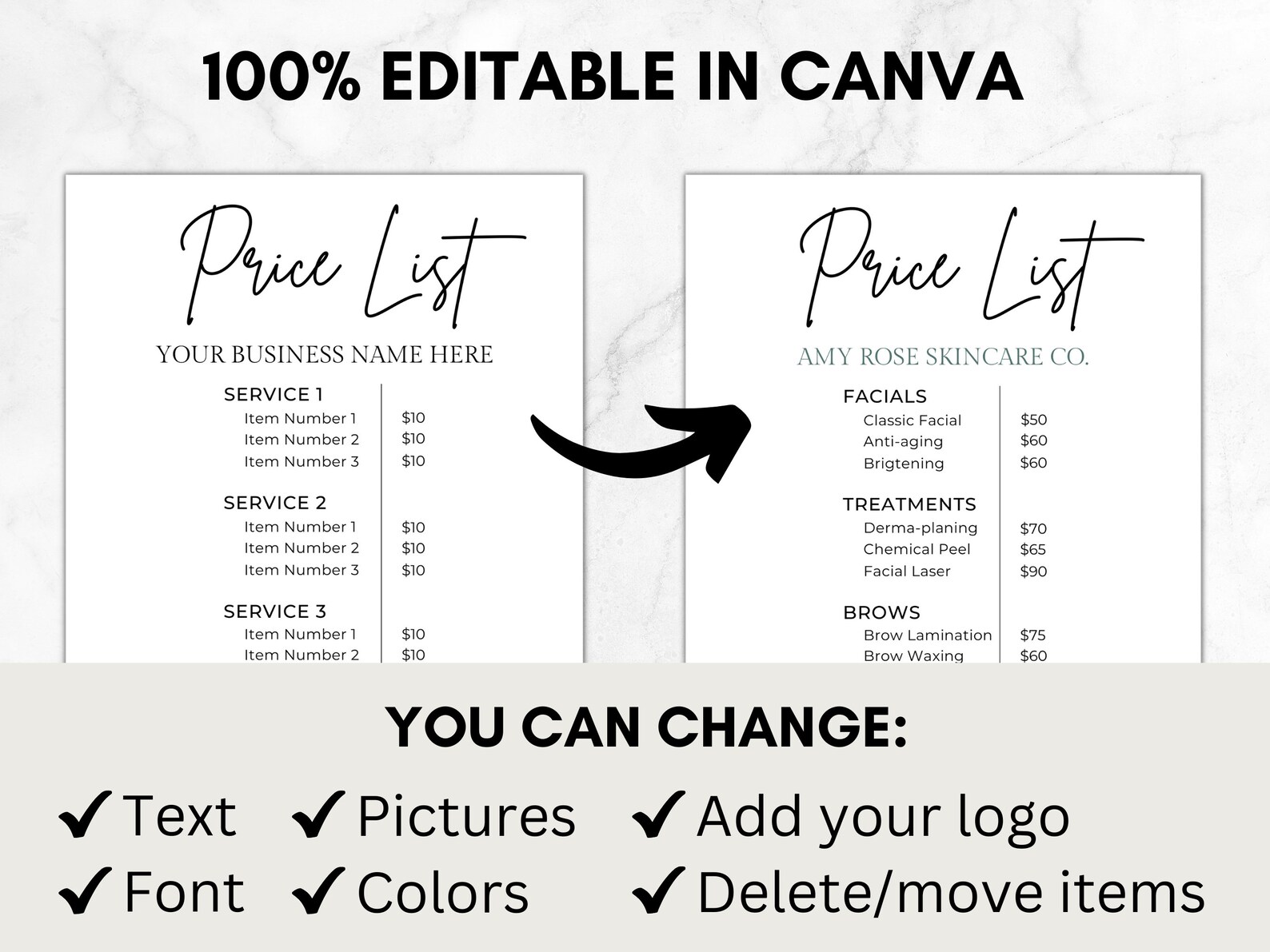 Price List Sign Editable Price List Sign Printable QR Code - Etsy