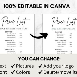 Price List Sign, Editable Price List Sign Printable, QR Code Sign ...