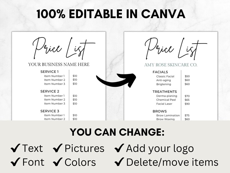 Price List Sign Editable Price List Sign Printable QR Code - Etsy