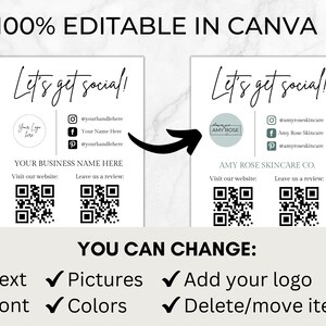 Social Media Sign Bundle, QR Code Sign Template, Lets Get Social Sign ...