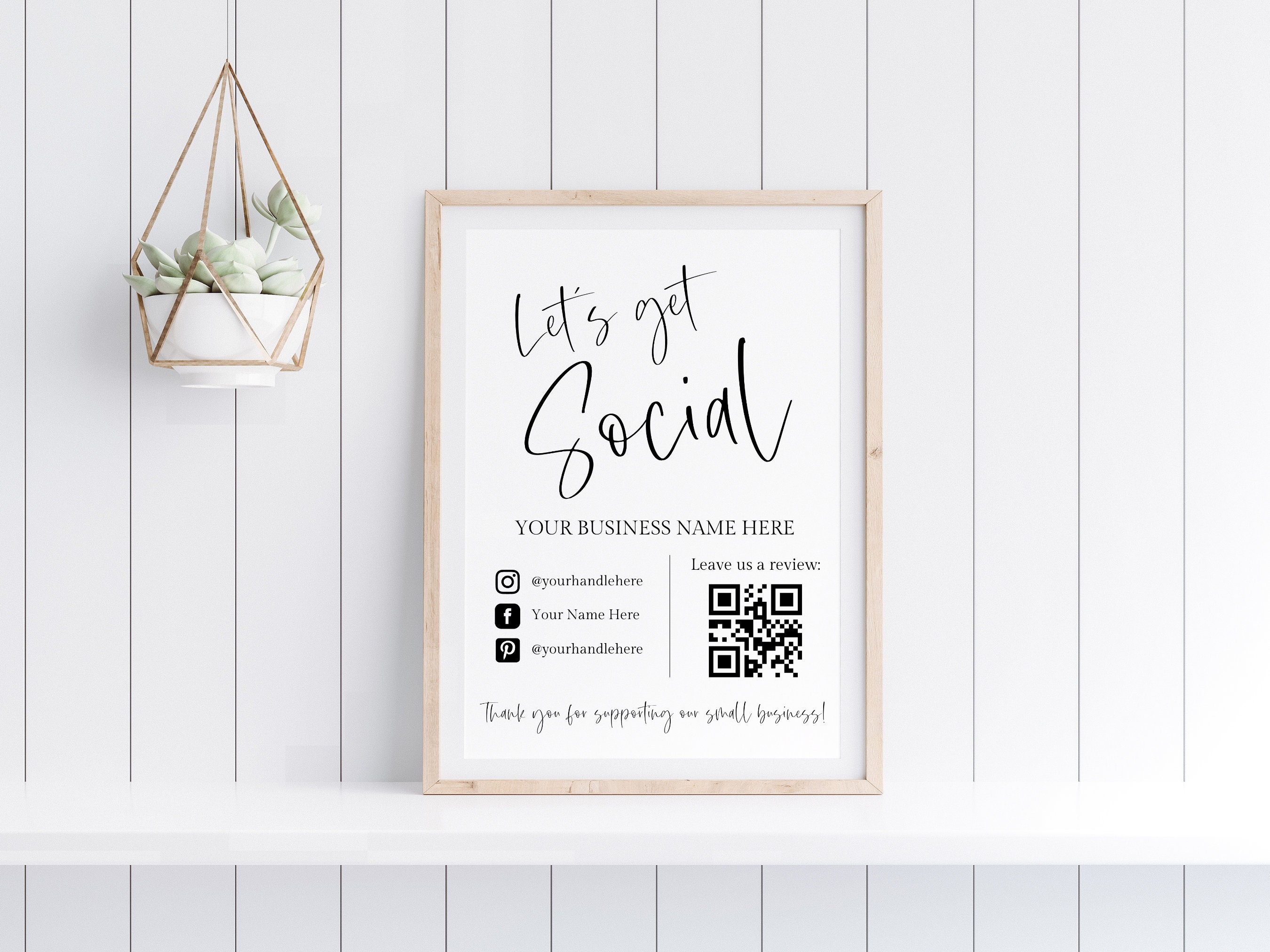 Social Media QR Code Sign Lets Get Social Editable Small - Etsy Social Media QR Code Sign Lets Get Social Editable Small - Etsy