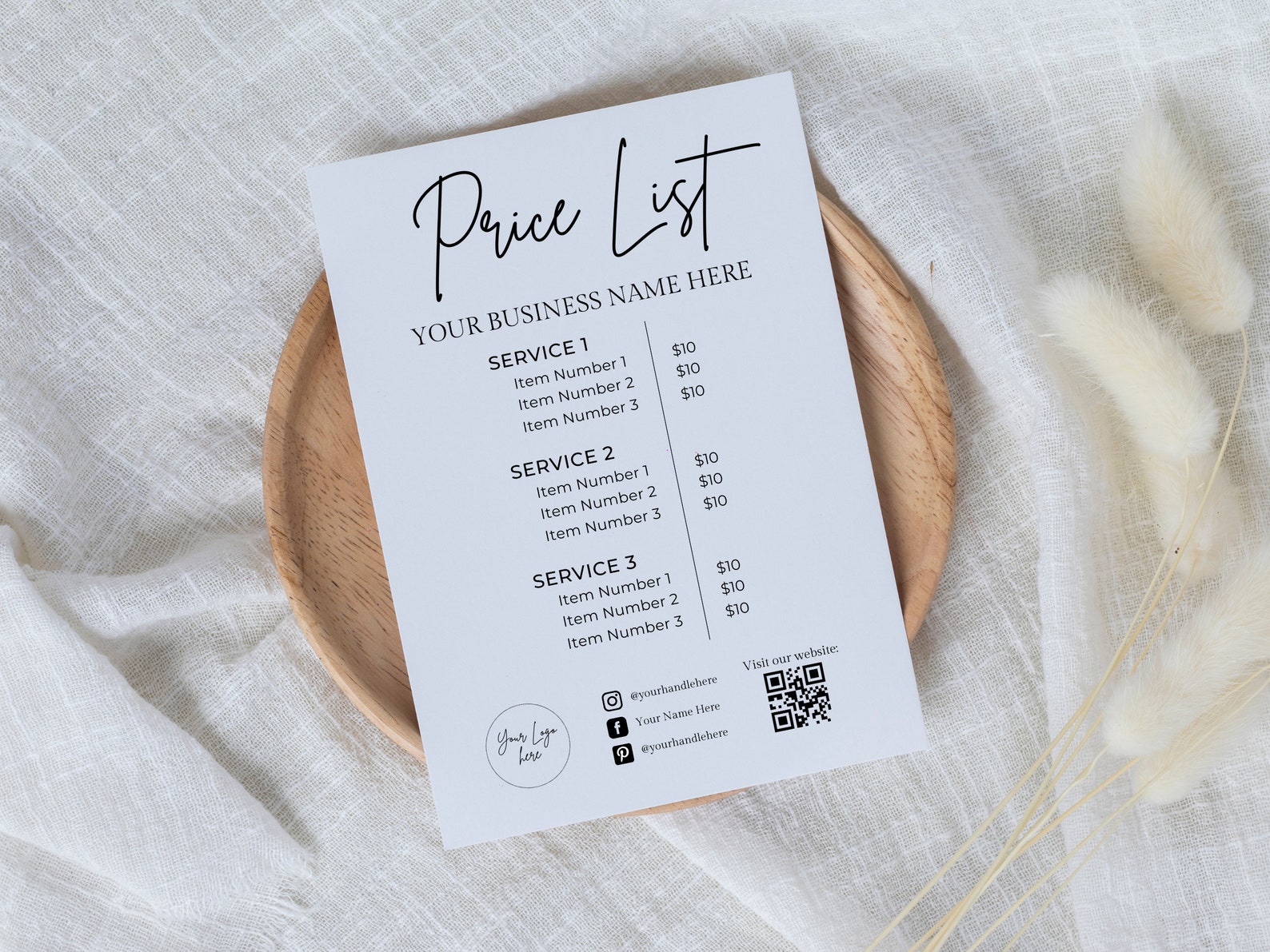 Price List Sign Editable Price List Sign Printable QR Code - Etsy