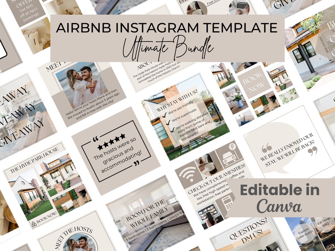 Airbnb Instagram Templates, Airbnb Social Media Post Bundle, Airbnb ...