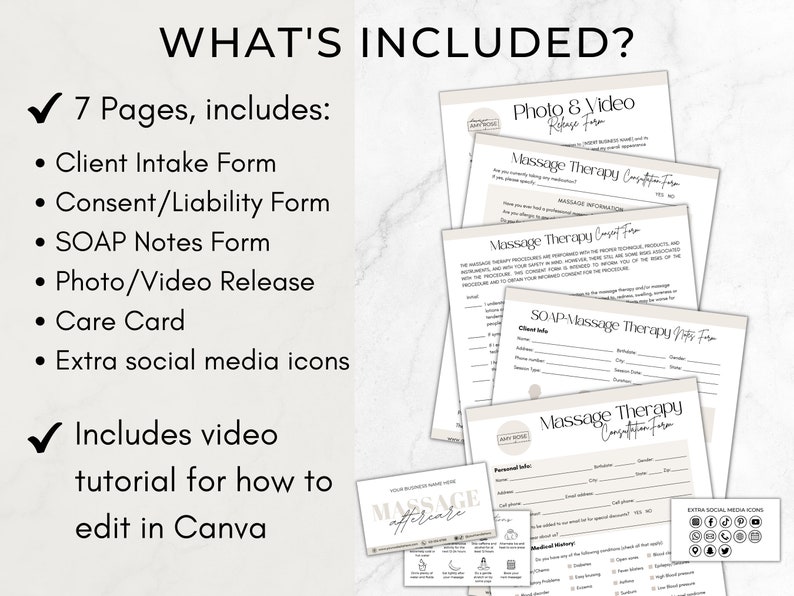 Massage Therapy Forms, Massage Intake and Consent Forms, Massage ...