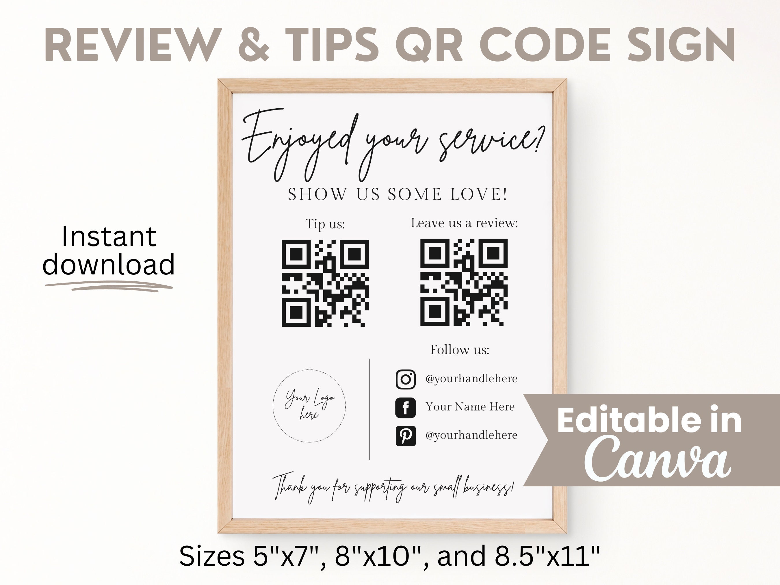 Business QR Code Sign Leave Us a Review Sign Template Tips - Etsy