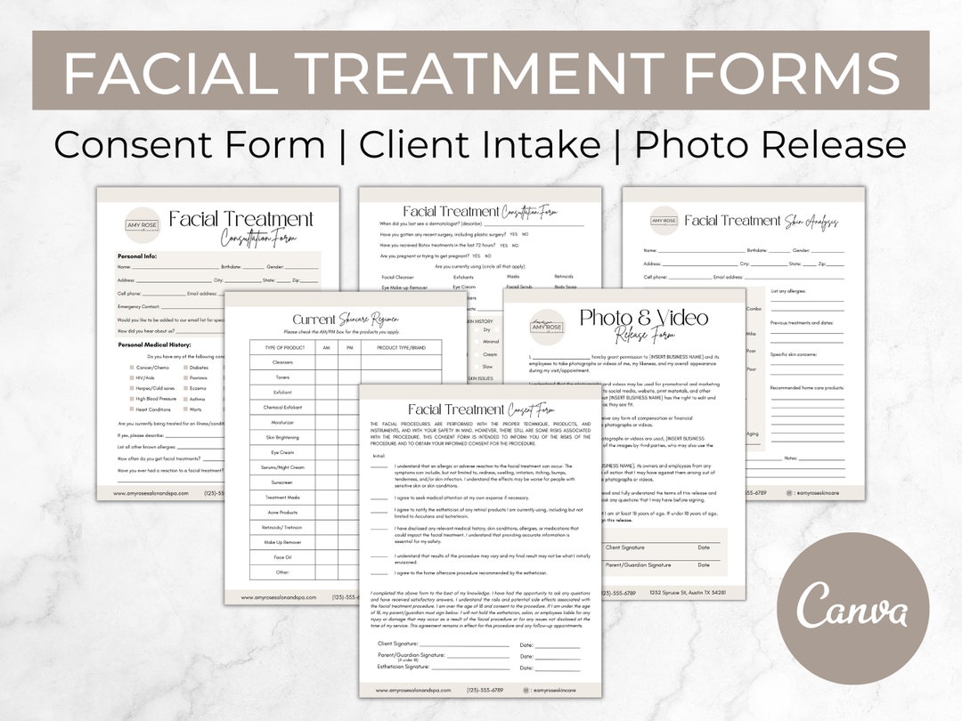 Facial Client Intake and Consent Forms, Esthetician Business Templates ...