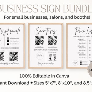 Business Sign Templates Bundle, Editable Social Media Sign Printable ...