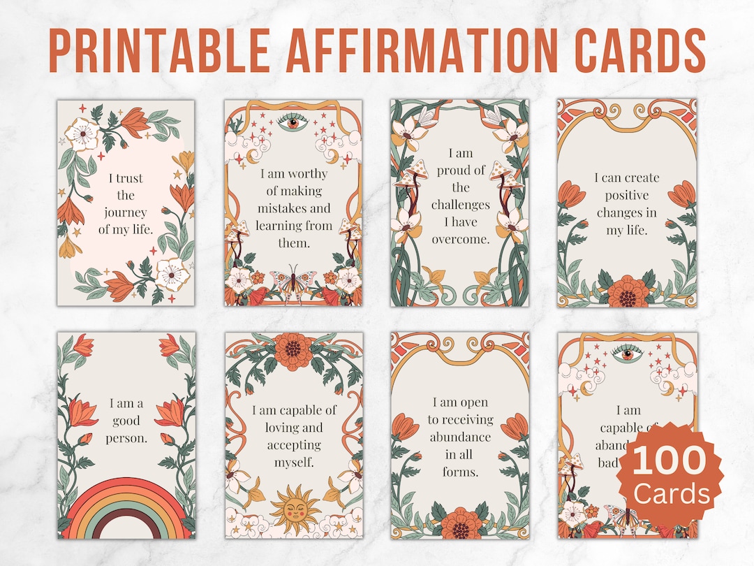 Printable Affirmation Cards, Daily Positive Affirmation Quotes, Self ...