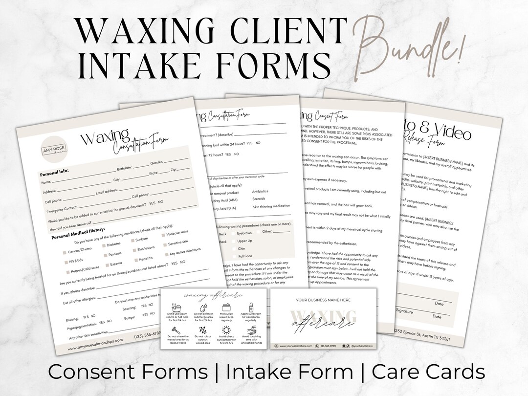 Editable Waxing Consent and Client Intake Forms, Esthetician Forms ...