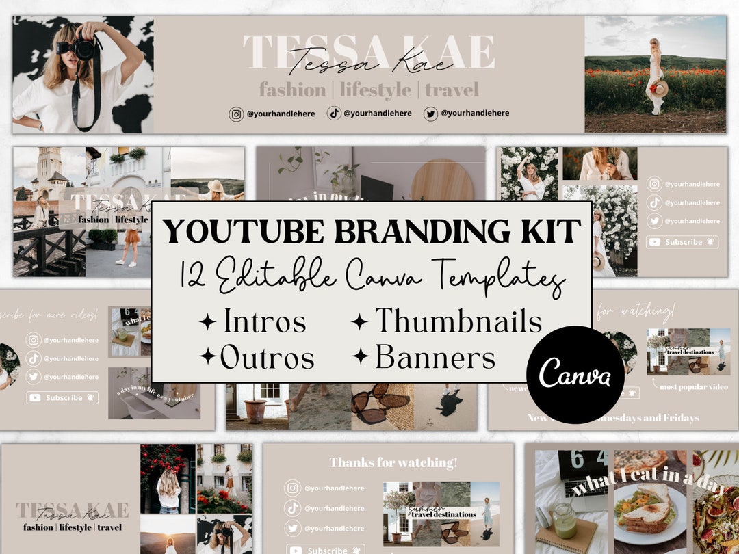 Youtube Branding Kit, Youtube Banners, Editable Youtube Thumbnails ...