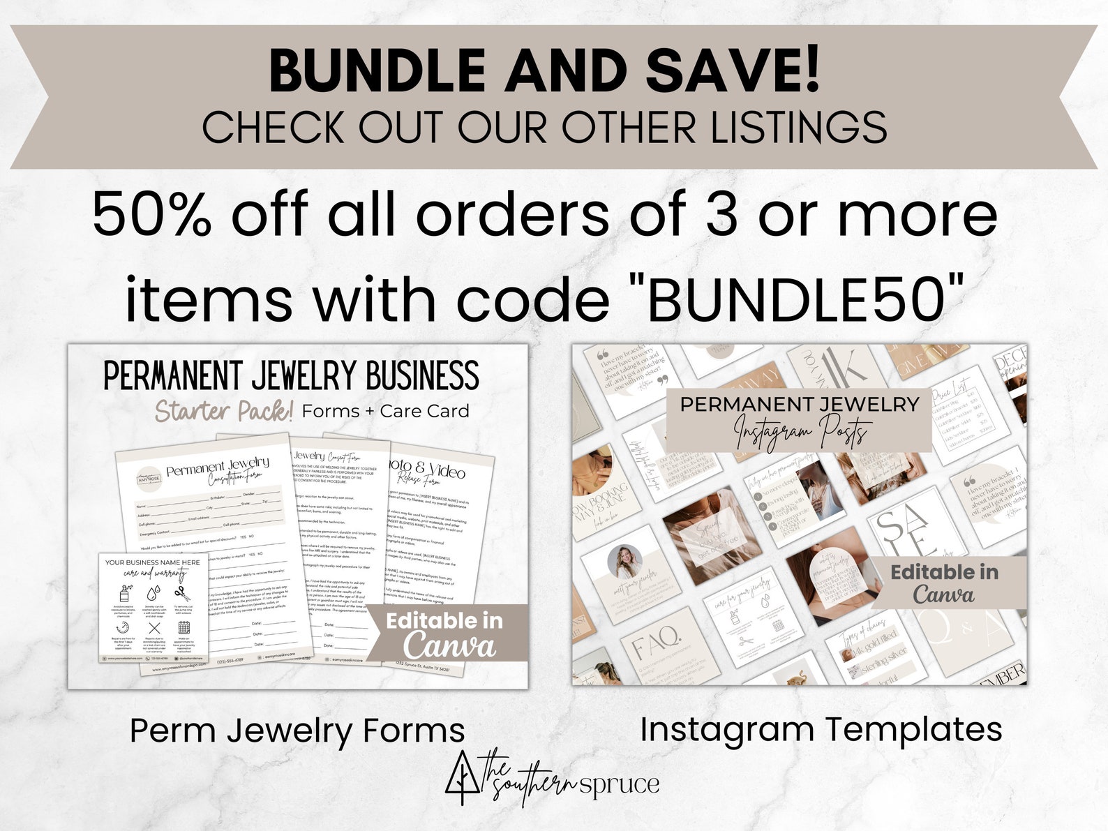 Permanent Jewelry Business Cards, Permanent Jewelry Care Card, Warranty ...