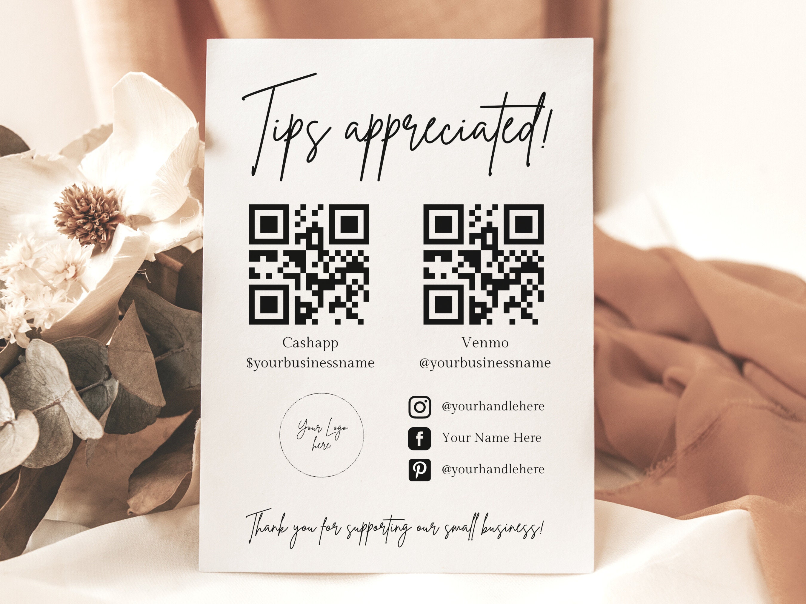 QR Code Payment Sign, Small Business Tips Sign, Virtual Tip Jar Sign ...