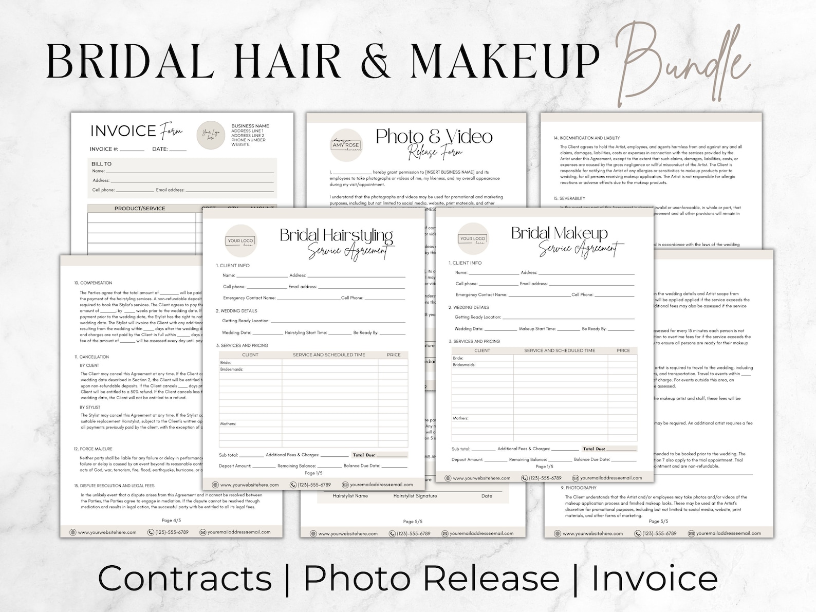 Bridal Makeup Artist Contract, Bridal Hair Contract, Wedding Hair and ...