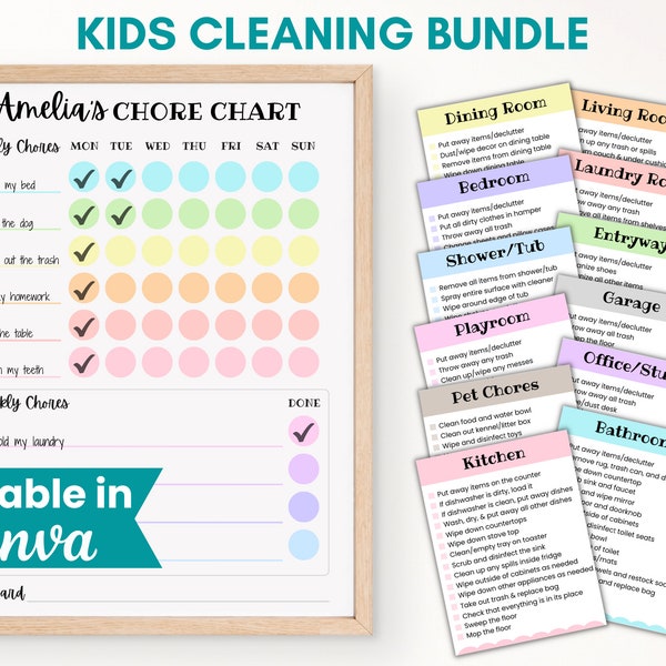 Cleaning Chore Cards - Etsy