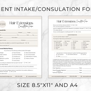 Editable Hair Extension Form Templates, Hair Salon Canva Templates ...