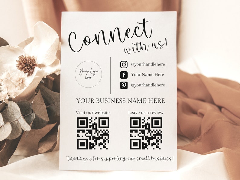 Social Media Sign Template QR Code Sign Editable Small - Etsy