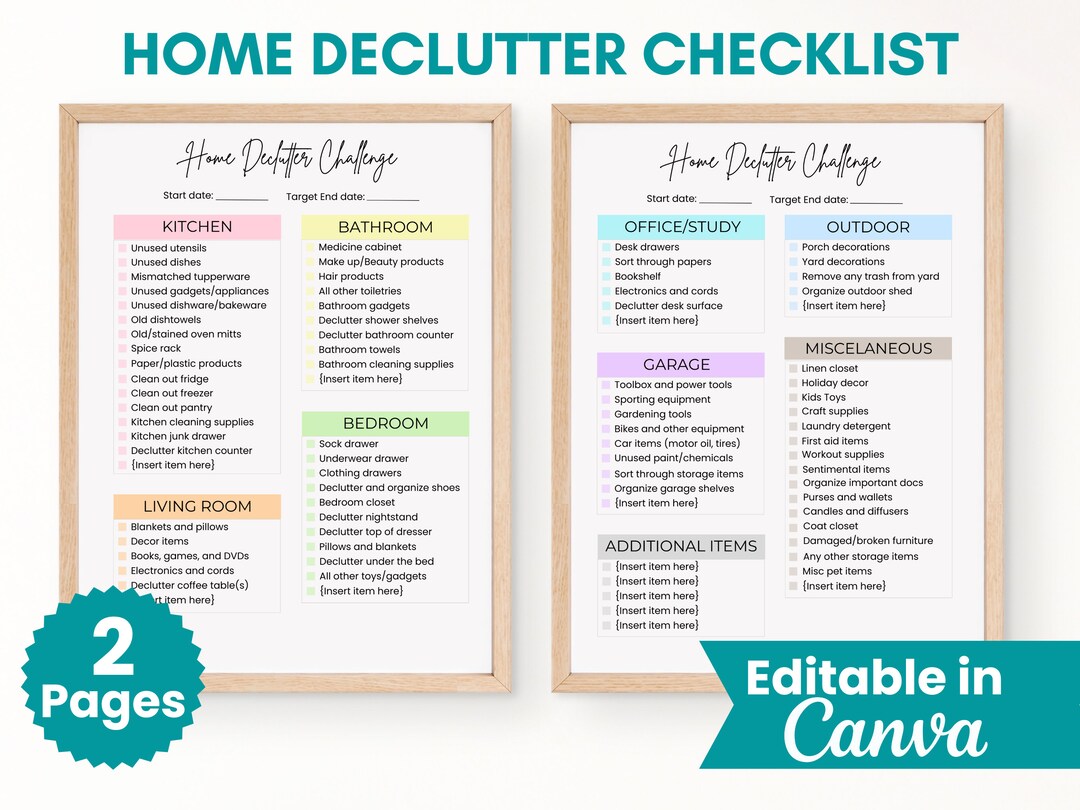 Spring Cleaning Home Declutter Checklist, Editable Cleaning Schedule ...