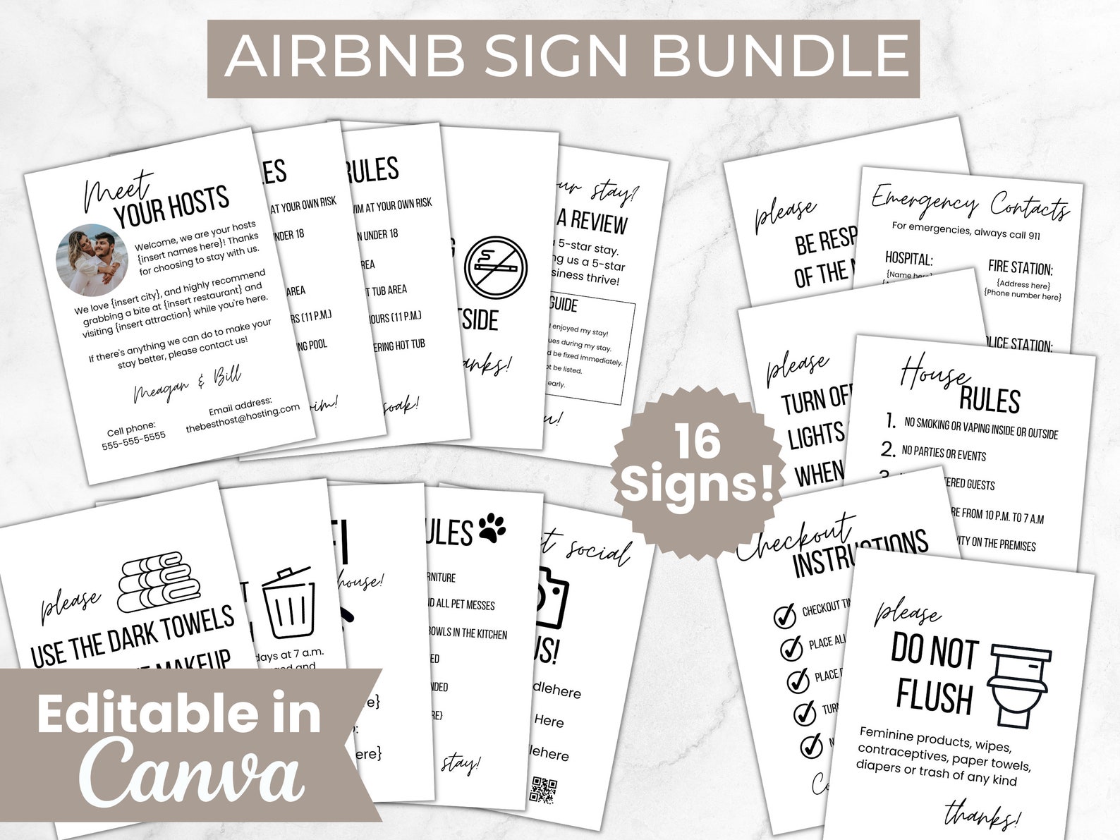 Airbnb Sign Bundle Editable Airbnb Signs for Guests Airbnb - Etsy