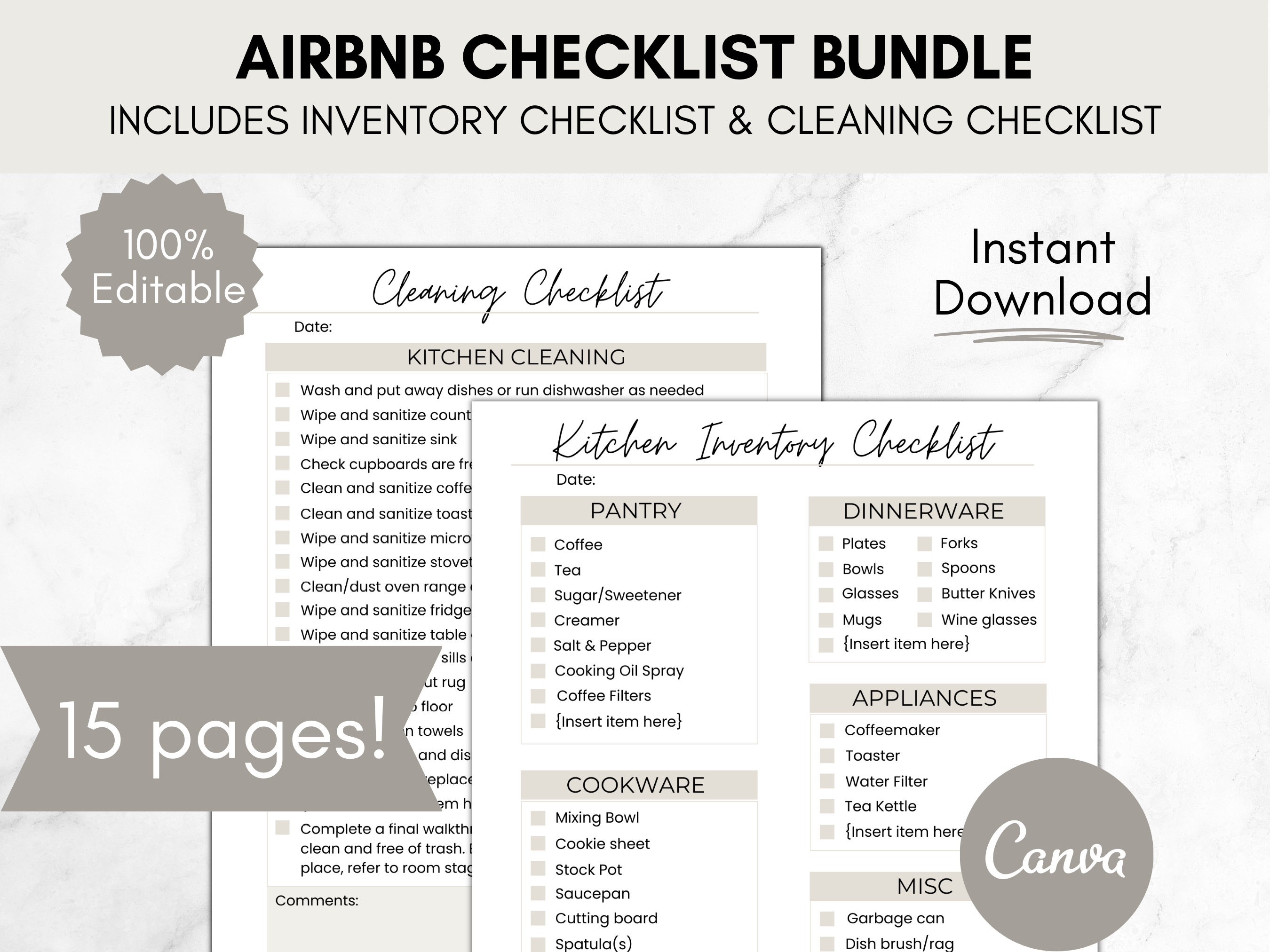 Airbnb Checklist Template Bundle Editable Airbnb Inventory - Etsy Australia