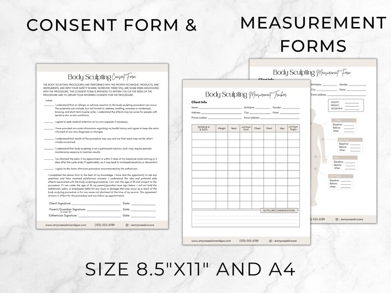 Body Sculpting Intake Forms, Body Contouring Consent Forms, Editable ...