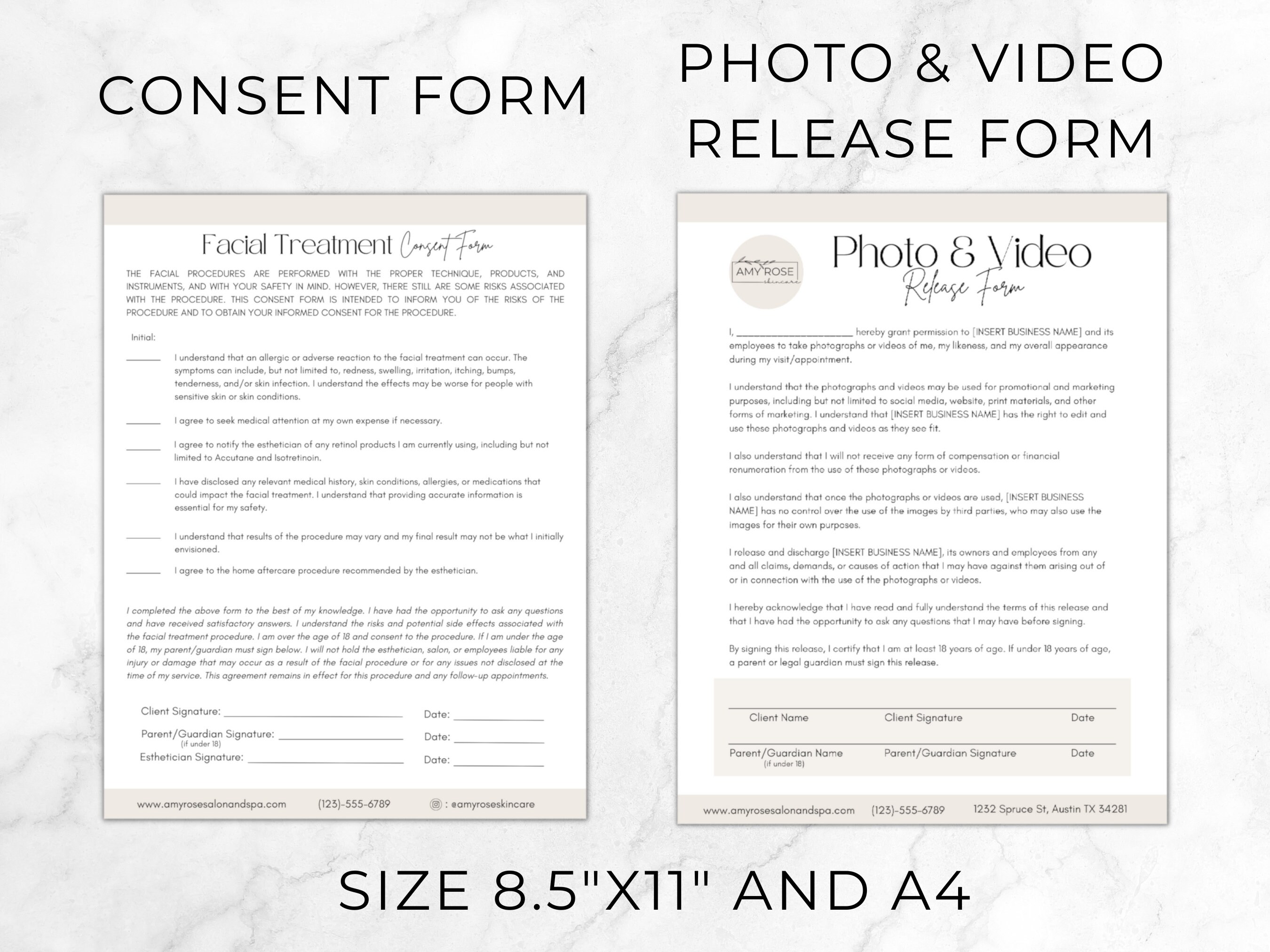 Facial Client Intake and Consent Forms Esthetician Business - Etsy