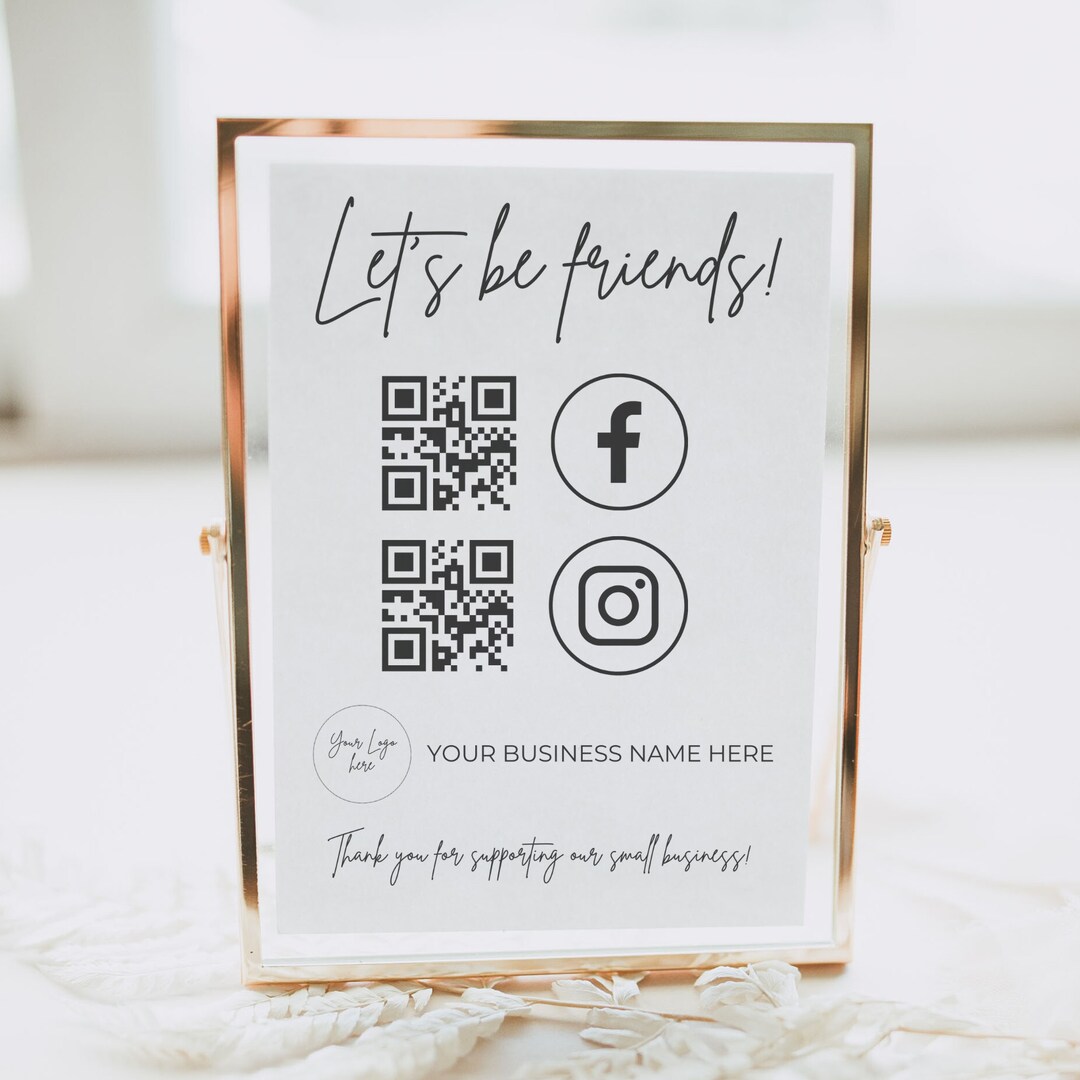 Social Media QR Code Sign Template, Editable Small Business Sign ...