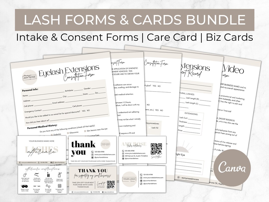 Lash Tech Forms Bundle, Lash Intake and Consent Forms, Eyelash ...