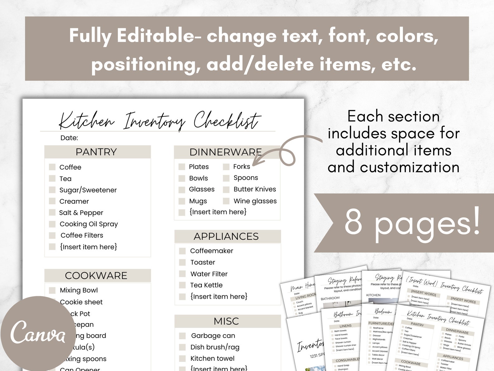 Airbnb Inventory Checklist Template Editable Airbnb Essential - Etsy