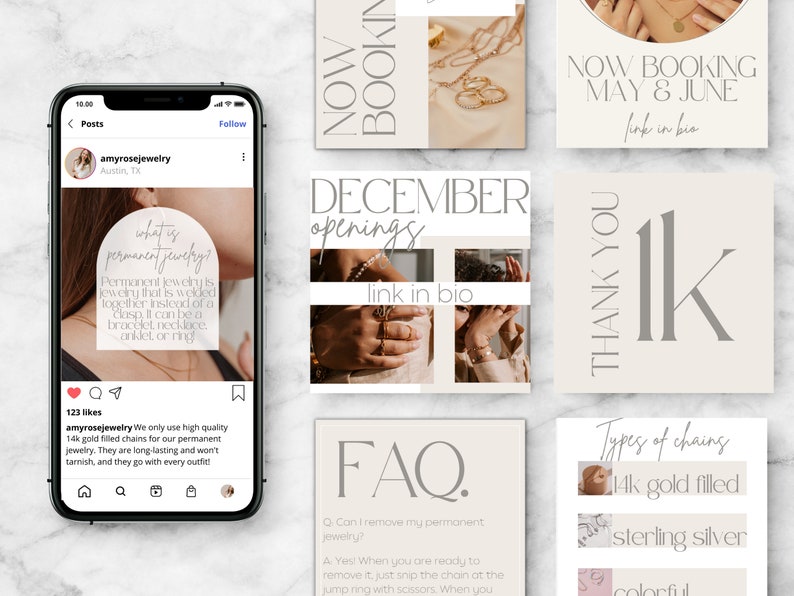 Permanent Jewelry Instagram Posts, Editable Permanent Jewelry Social ...