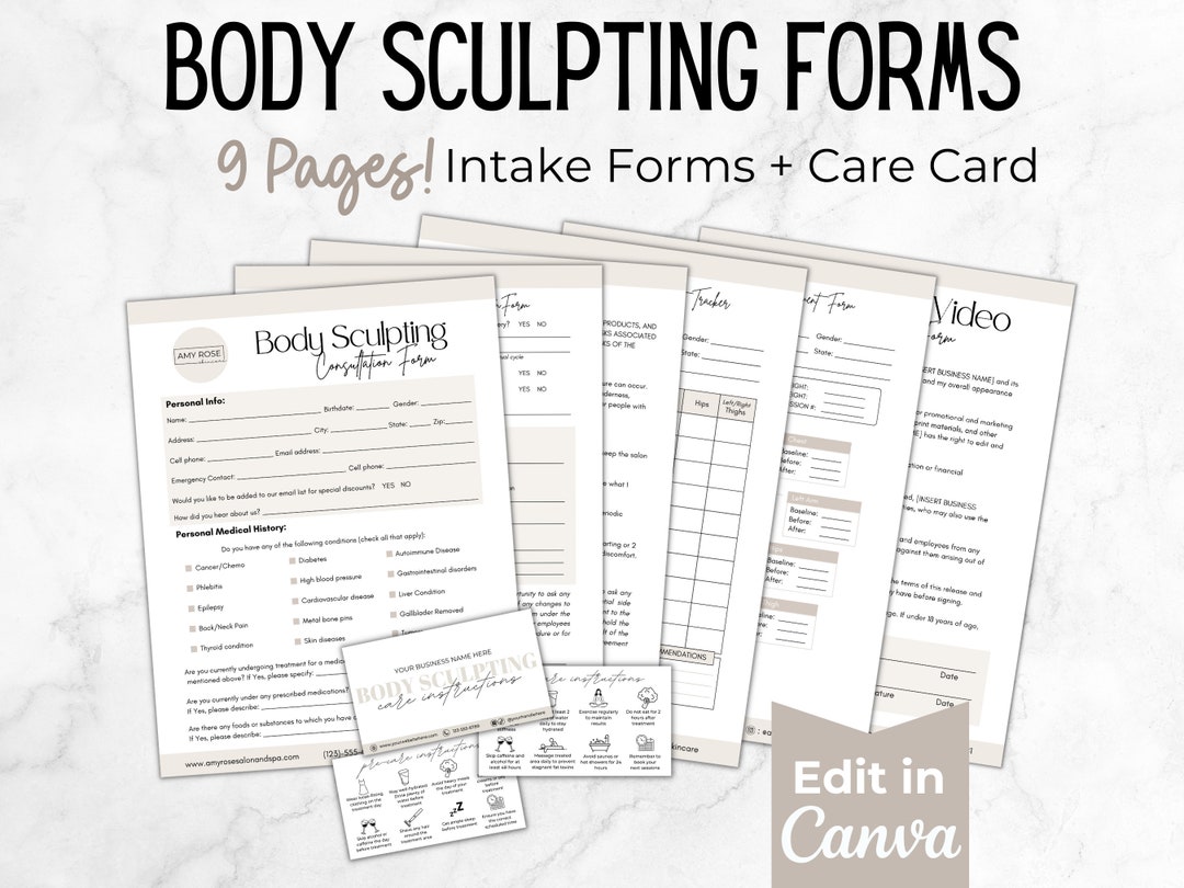 Editable Body Contouring Treatment Forms, Body Sculpting Intake Forms ...