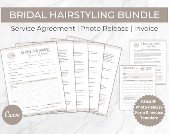 Bridal Hair Contract Bundle, Editable Wedding Contract Forms Template ...