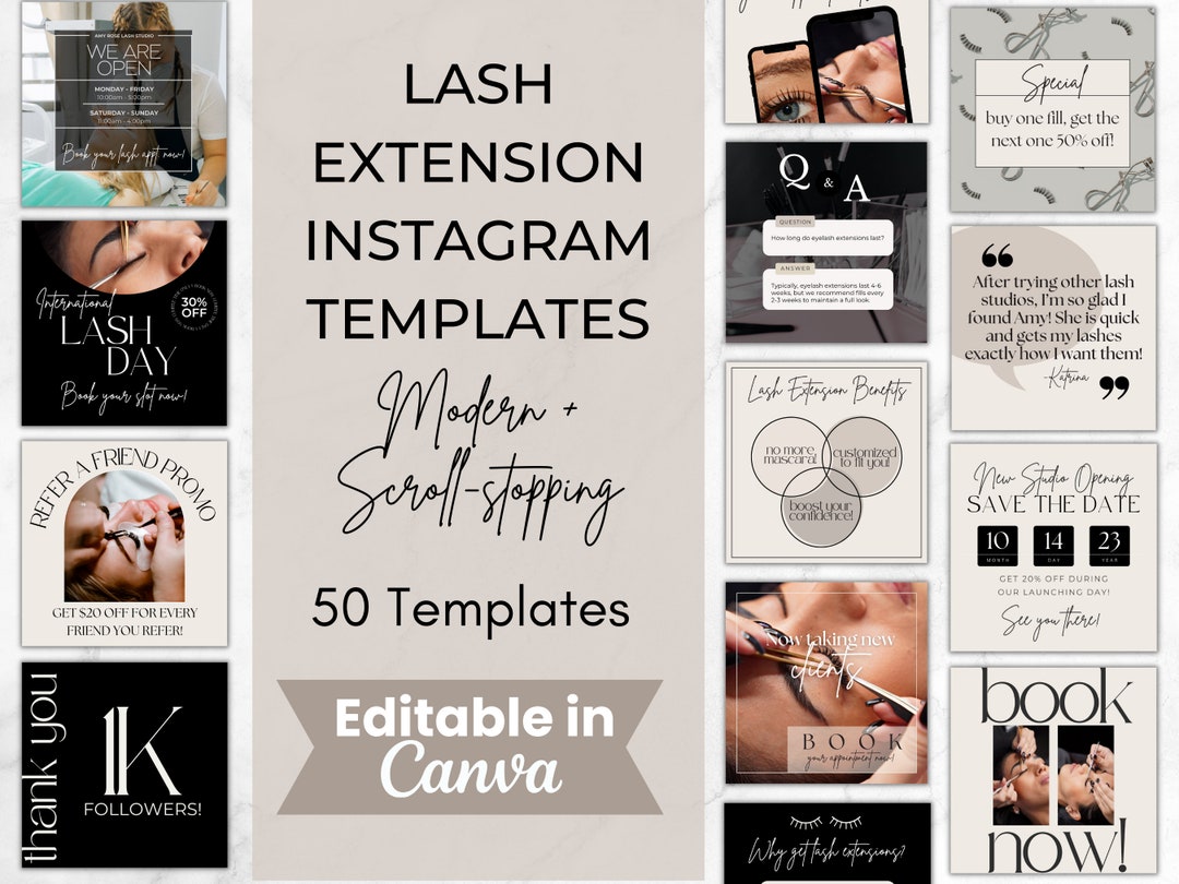Lash Extension Social Media Templates, Lash Tech Instagram Posts and ...