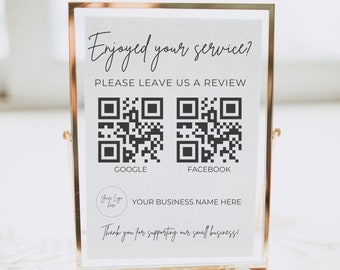 Review QR Code Sign Template, Leave Us a Review, Small Business Sign ...