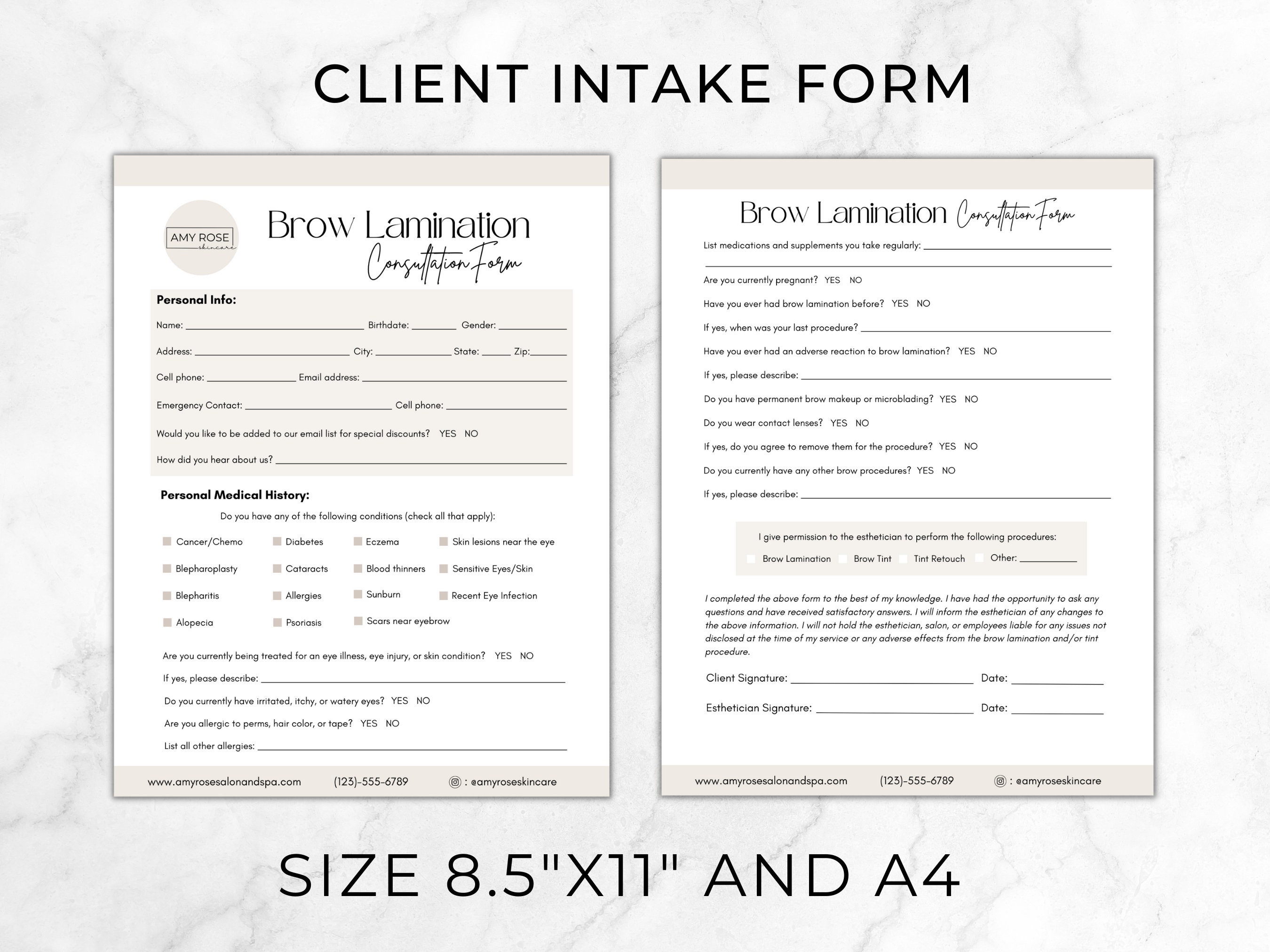 Brow Lamination Forms and Cards Bundle Eyebrow Lamination - Etsy