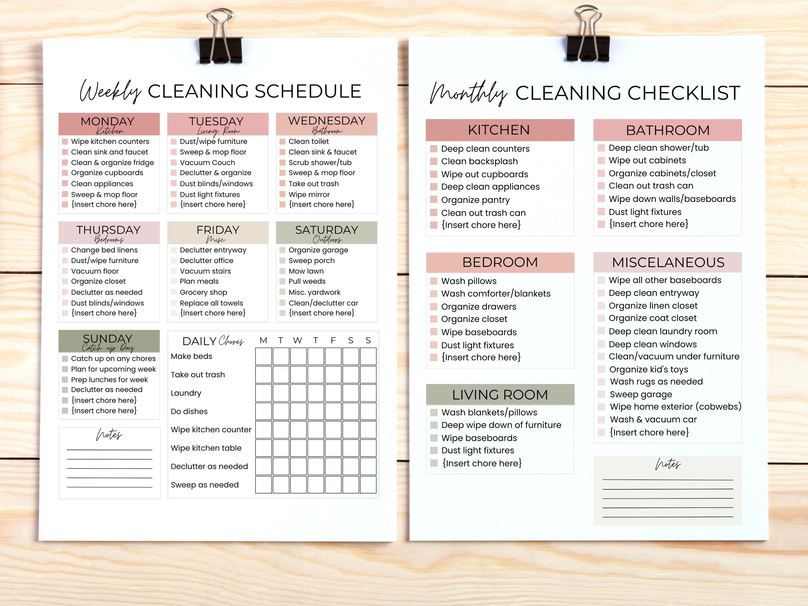 Editable Cleaning Planner Bundle, Cleaning Schedule Checklist, Adult ...